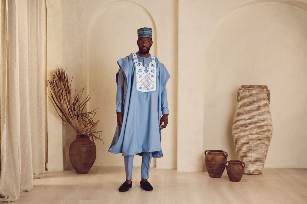 Sky Blue Agbada Set – TRADITIONAL TRIMS CLOTHING