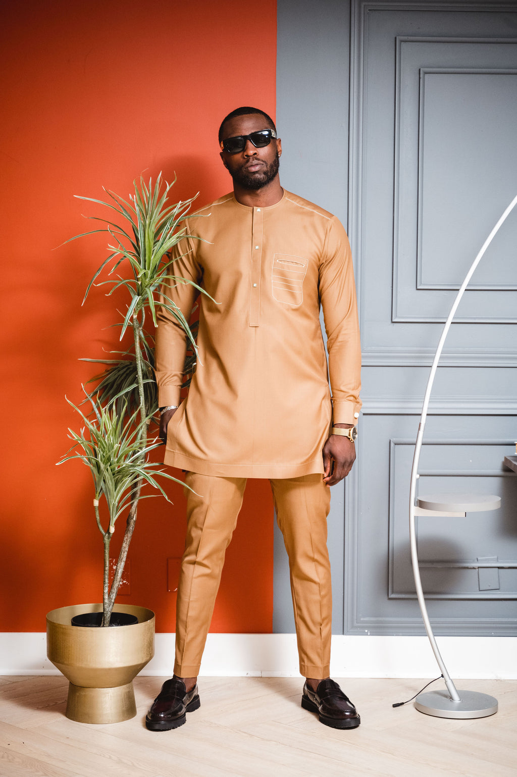 Tan Kaftan Ayo Set | Mens African Traditional Wear – TRADITIONAL TRIMS ...